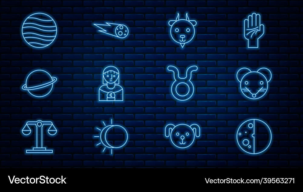 Set line eclipse of the sun rat zodiac aries Vector Image