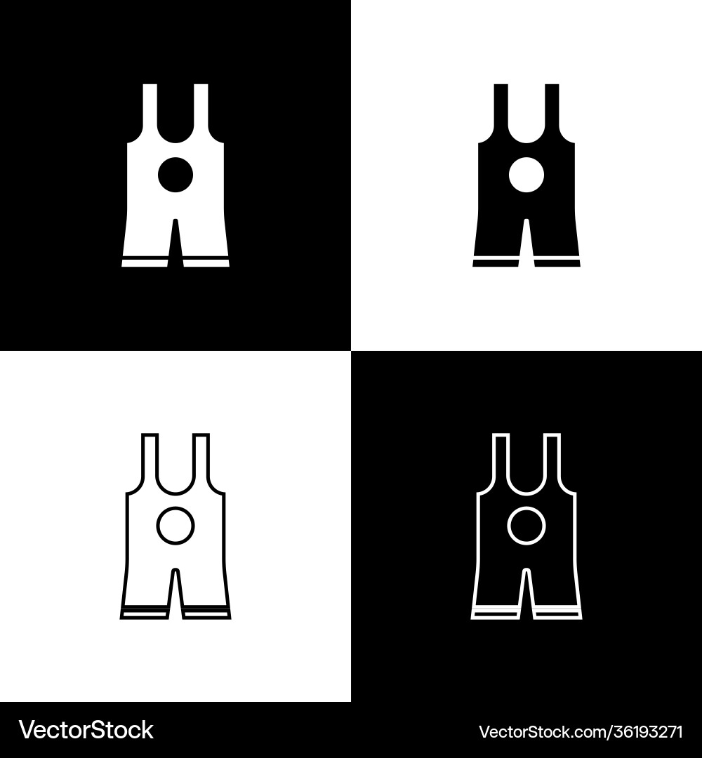 Set wrestling singlet icon isolated on black Vector Image