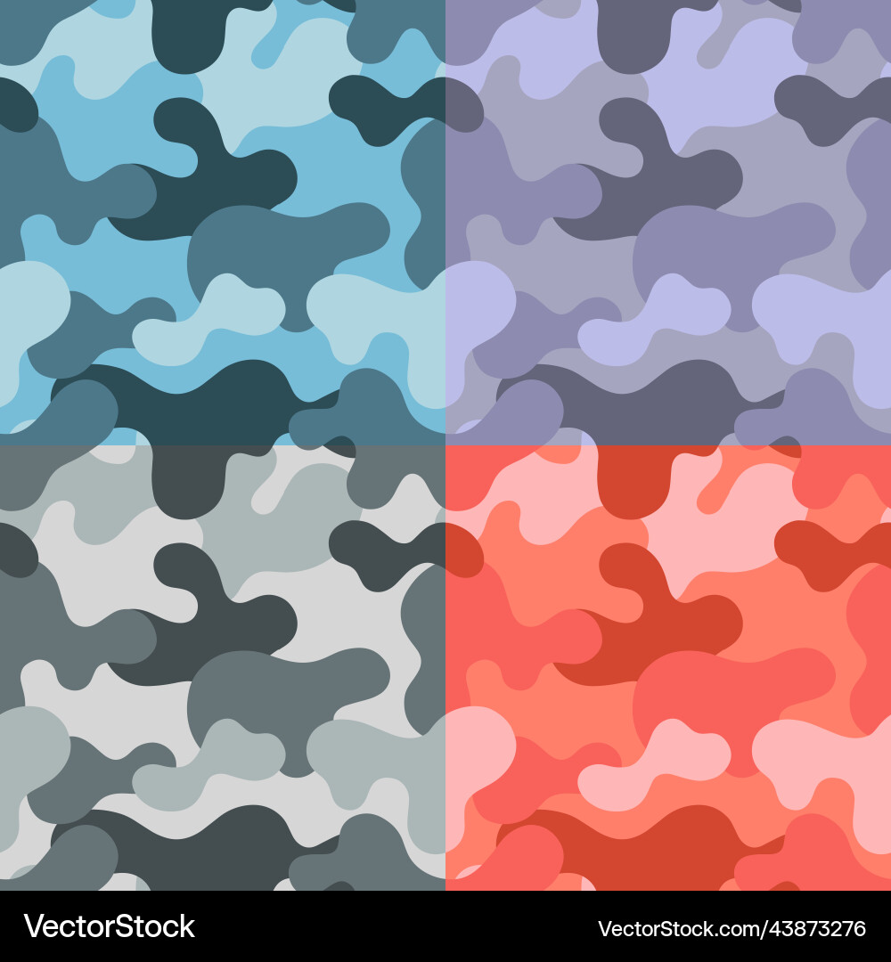 A set of multicolored camouflage red blue grey Vector Image