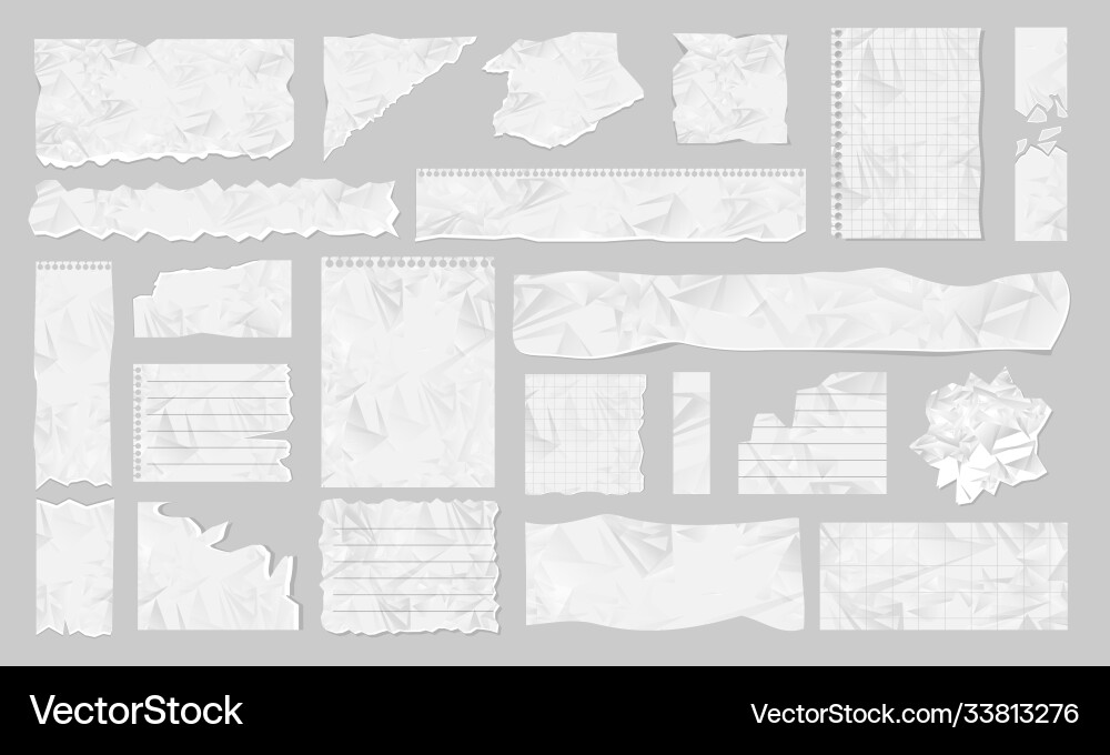 Blank ripped paper piece and stripe icon set Vector Image