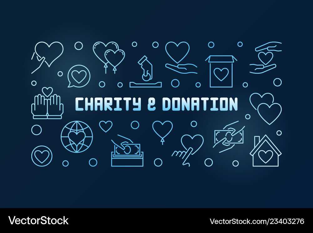 Charity and donation blue modern outline Vector Image