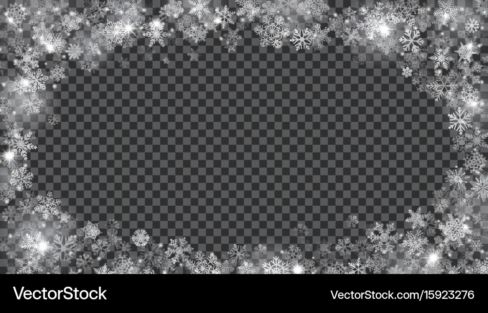 Christmas frame of translucent snowflakes Vector Image
