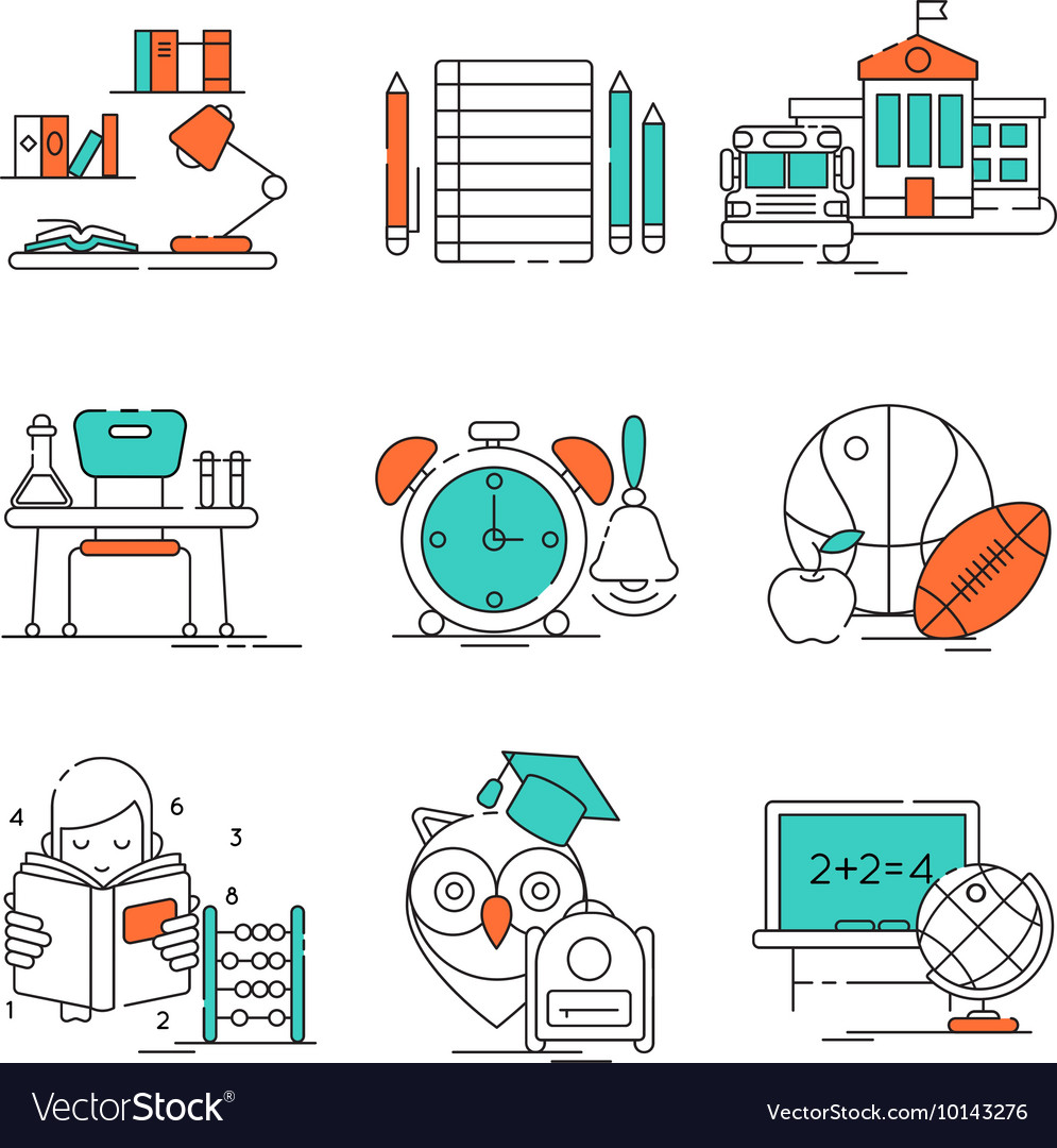Conceptual Basic Education Icon Set Royalty Free Vector