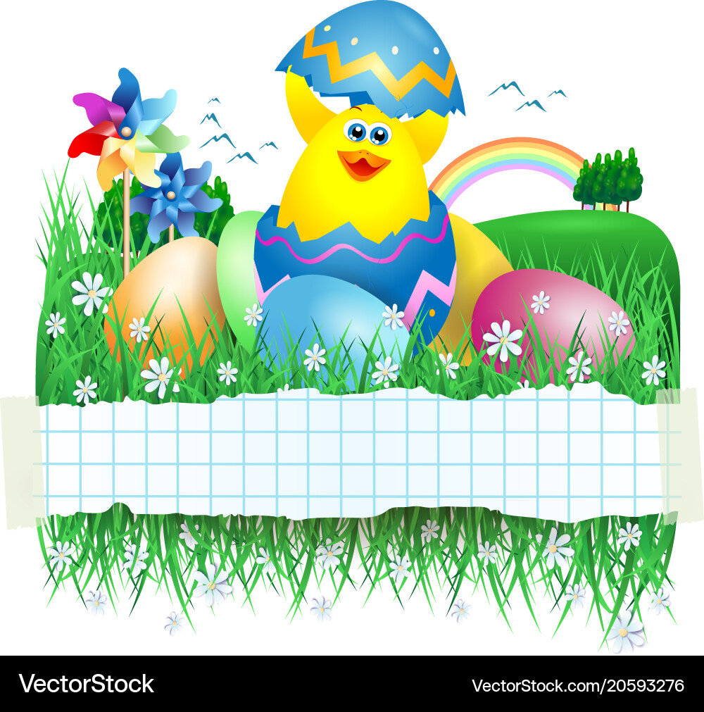 Easter banner with funny chick Royalty Free Vector Image