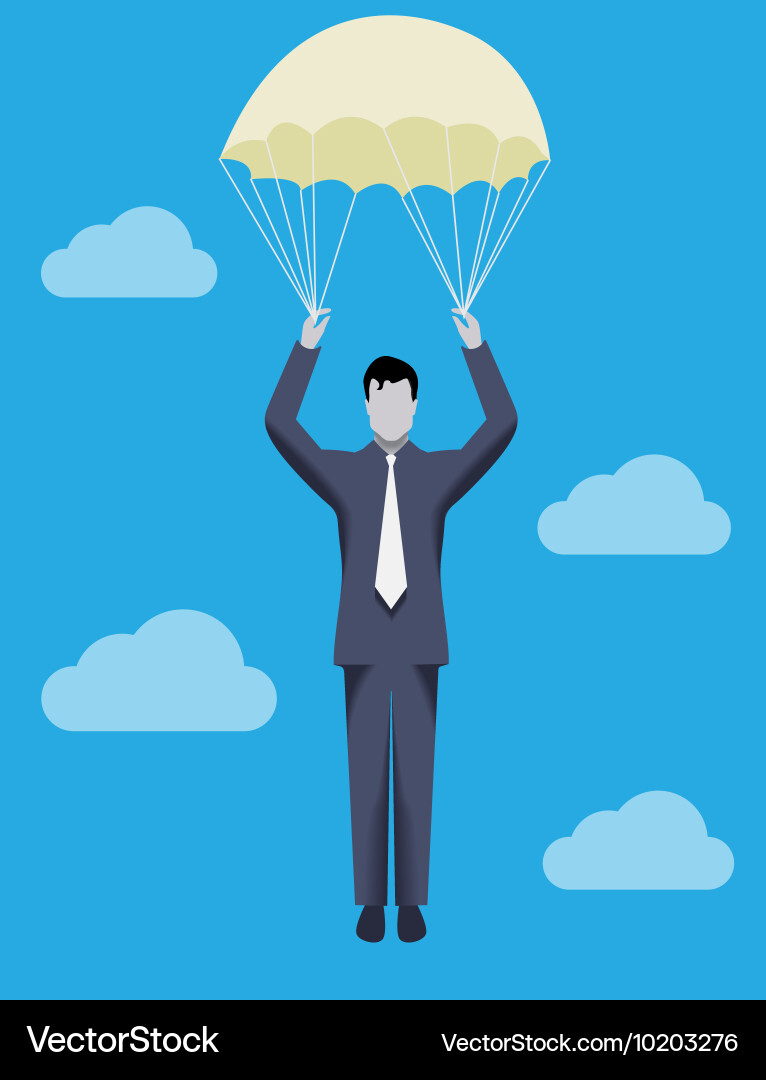 Golden parachute business concept Royalty Free Vector Image