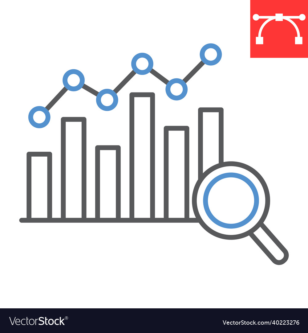 Graph analysis line icon Royalty Free Vector Image