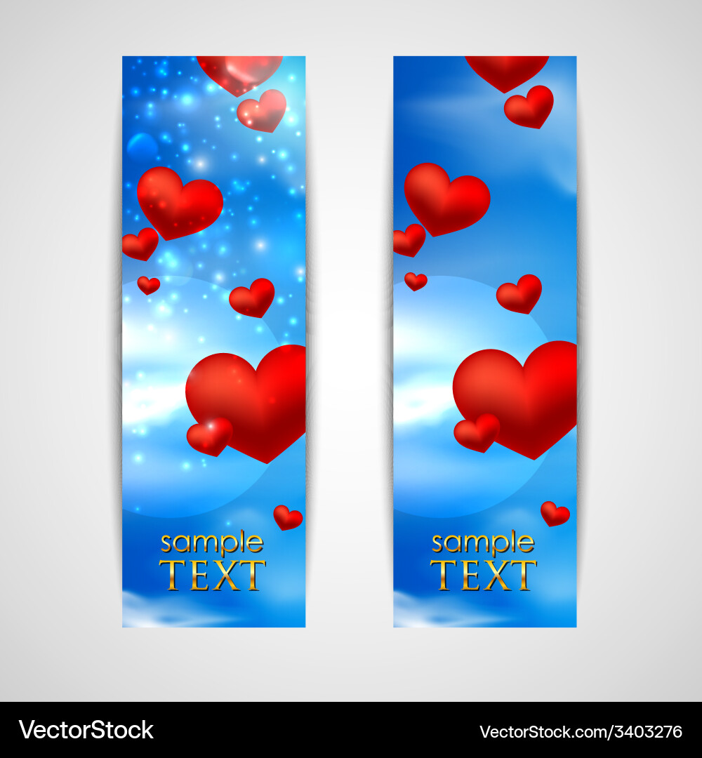 Happy valentines day banners with red hearts Vector Image