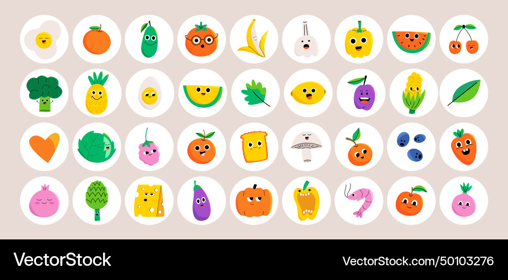 Healthy food stickers Royalty Free Vector Image