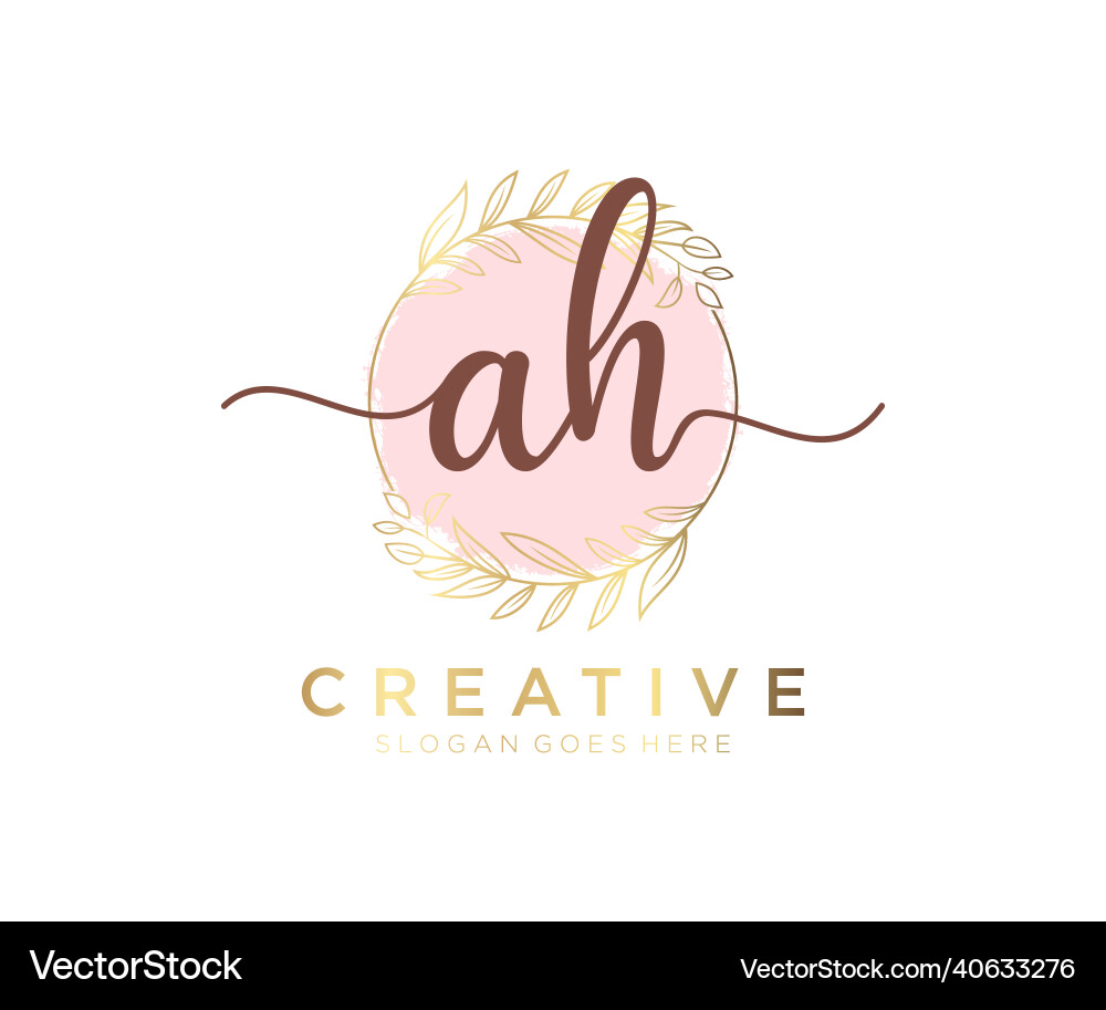 Initial ah feminine logo usable for nature salon Vector Image