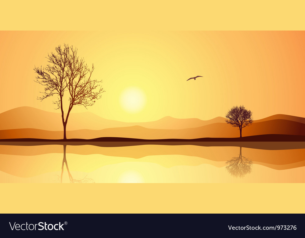 Landscape with reflection Royalty Free Vector Image