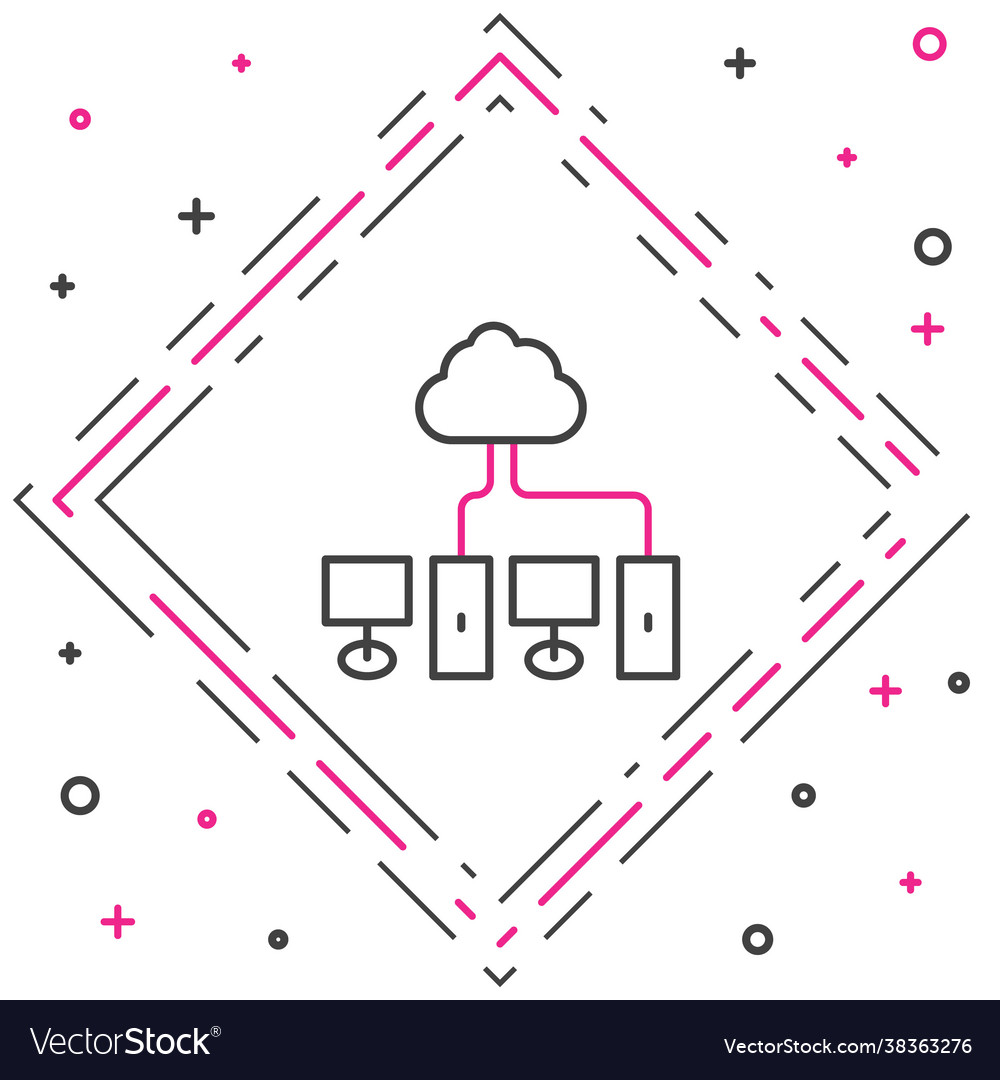Line computer network icon isolated on white Vector Image