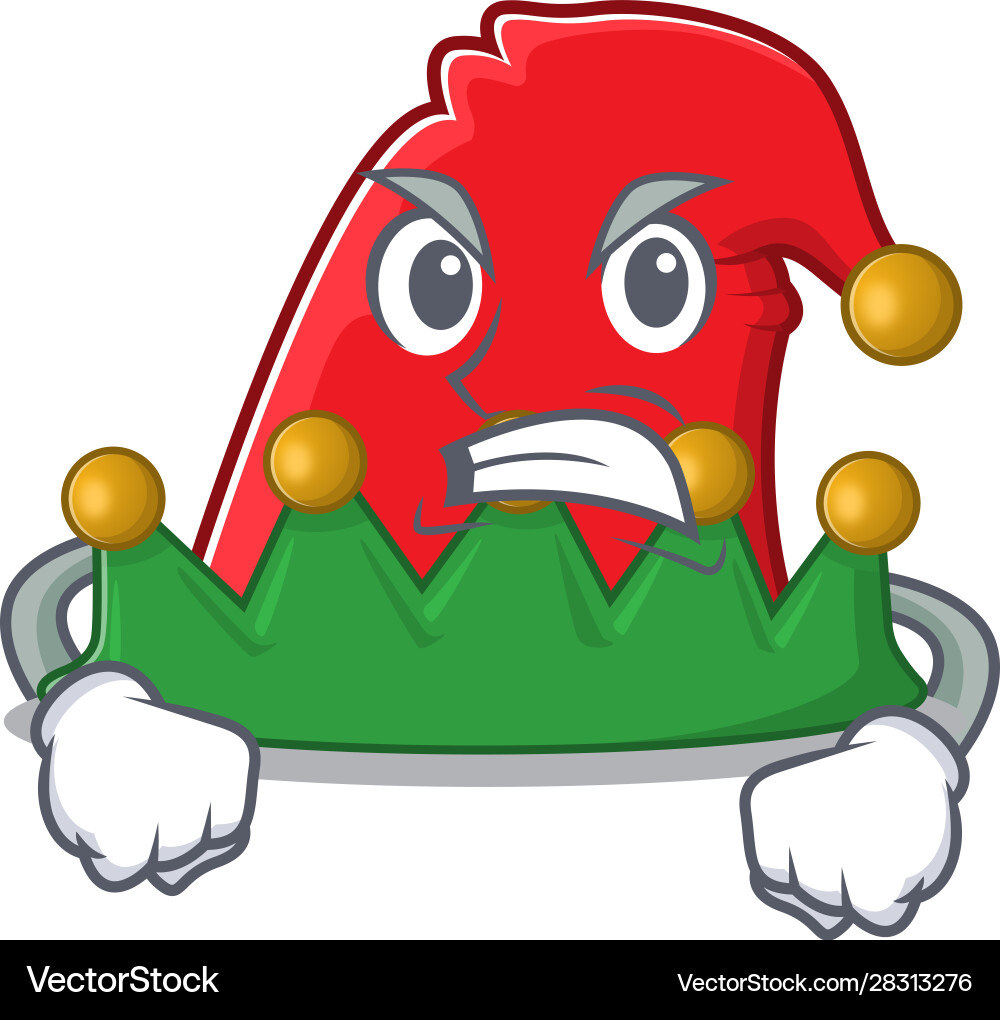 Mascot angry elf hat cartoon character style Vector Image