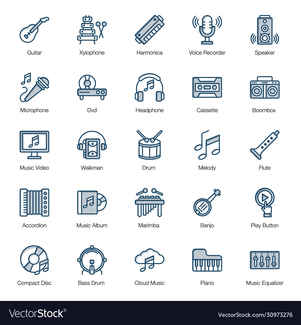 Musical instruments flat pack Royalty Free Vector Image