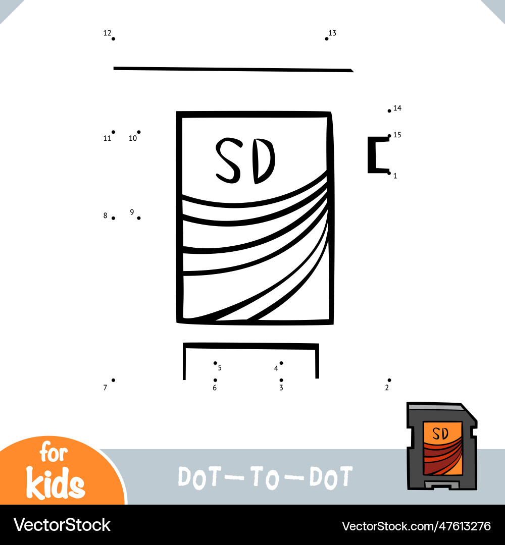 Numbers game education dot to dot game sd card Vector Image