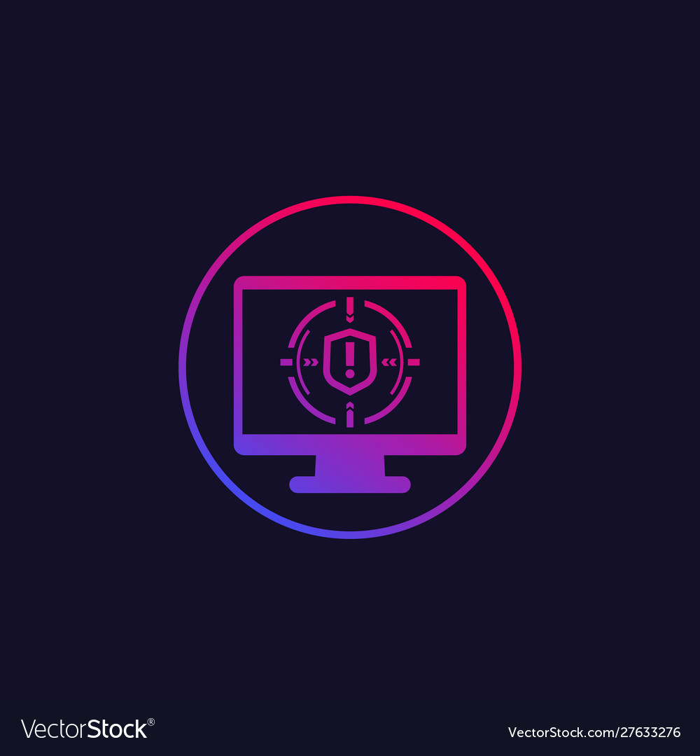 Security breach icon with computer Royalty Free Vector Image