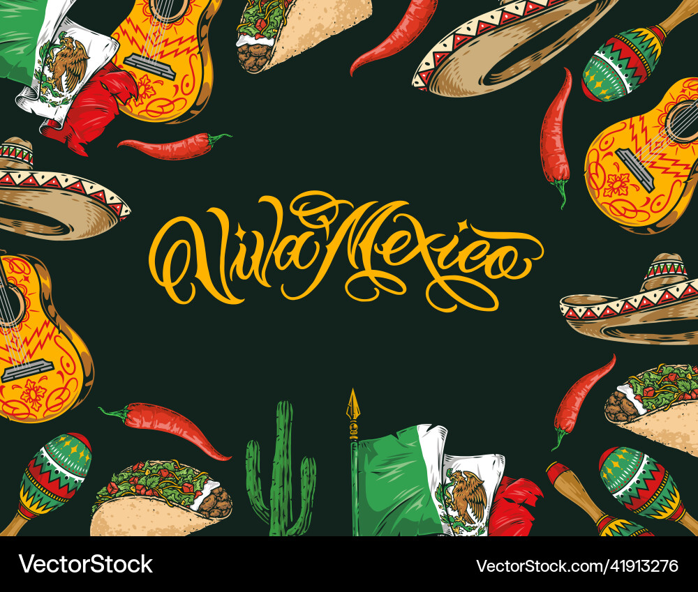 Viva mexico horizontal vintage banner Royalty Free Vector