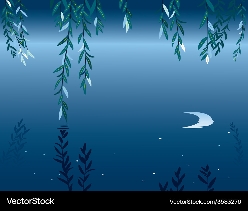 Willow at night Royalty Free Vector Image - VectorStock