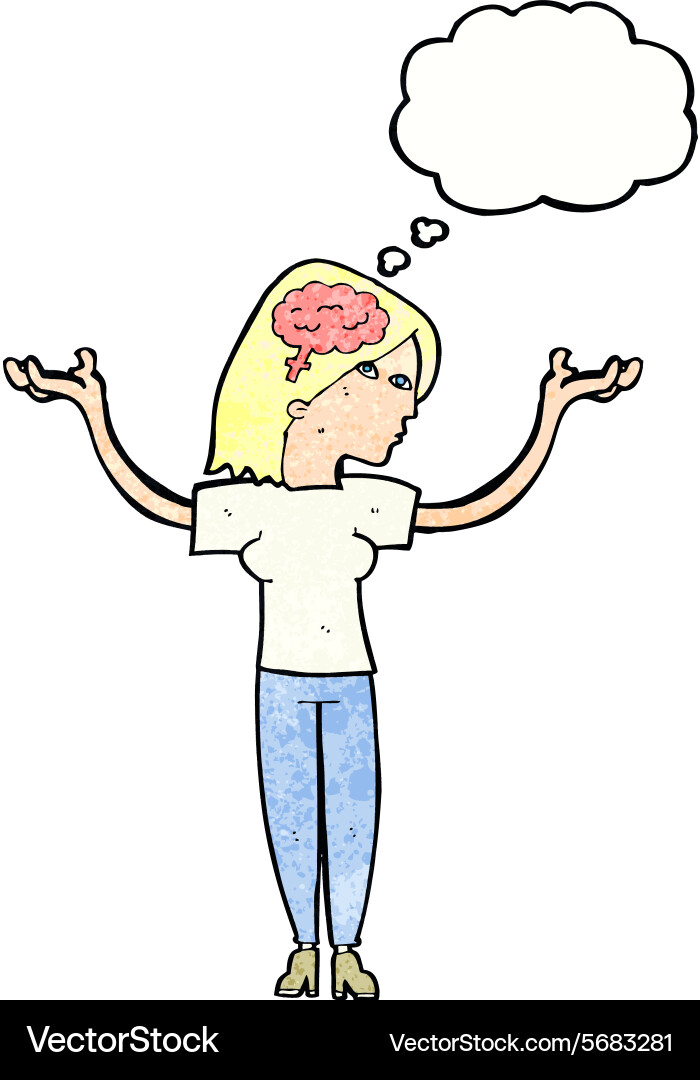 Cartoon intelligent woman with thought bubble Vector Image