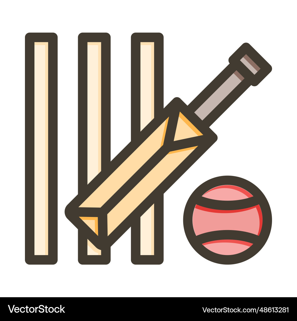 Cricket thick line filled colors for personal Vector Image