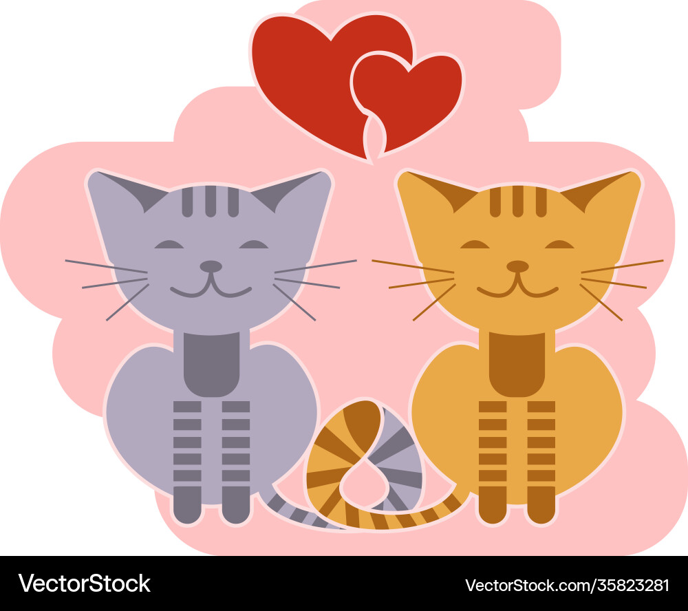 Enamored cats with intertwined tails Royalty Free Vector