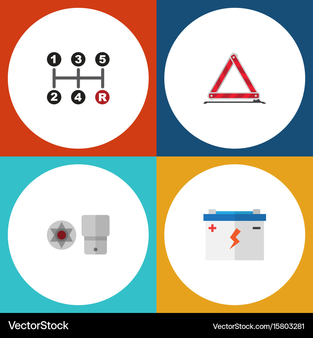 Flat icon auto set of warning accumulator Vector Image