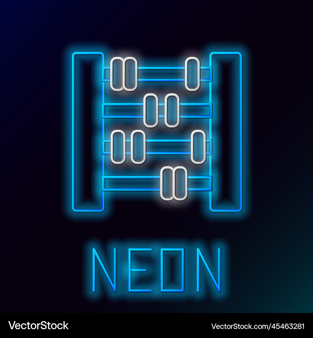 Glowing neon line abacus icon isolated on black Vector Image