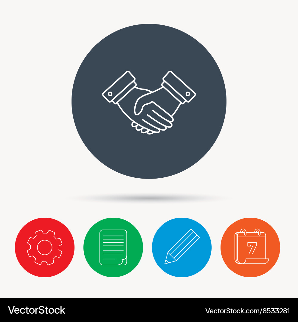 Handshake icon deal agreement sign Royalty Free Vector Image