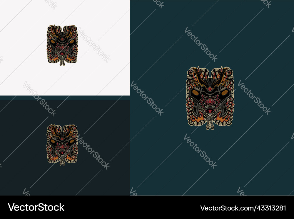 Head devil and tiger flat design Royalty Free Vector Image