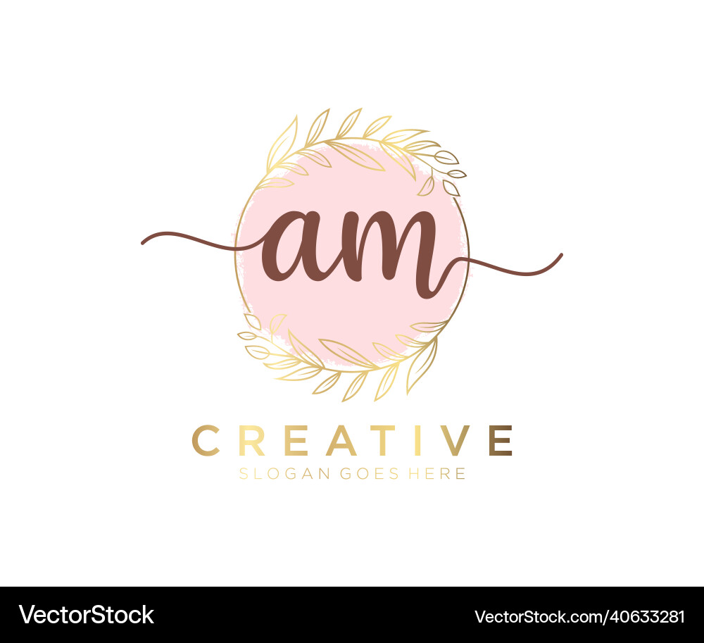Initial am feminine logo usable for nature salon Vector Image