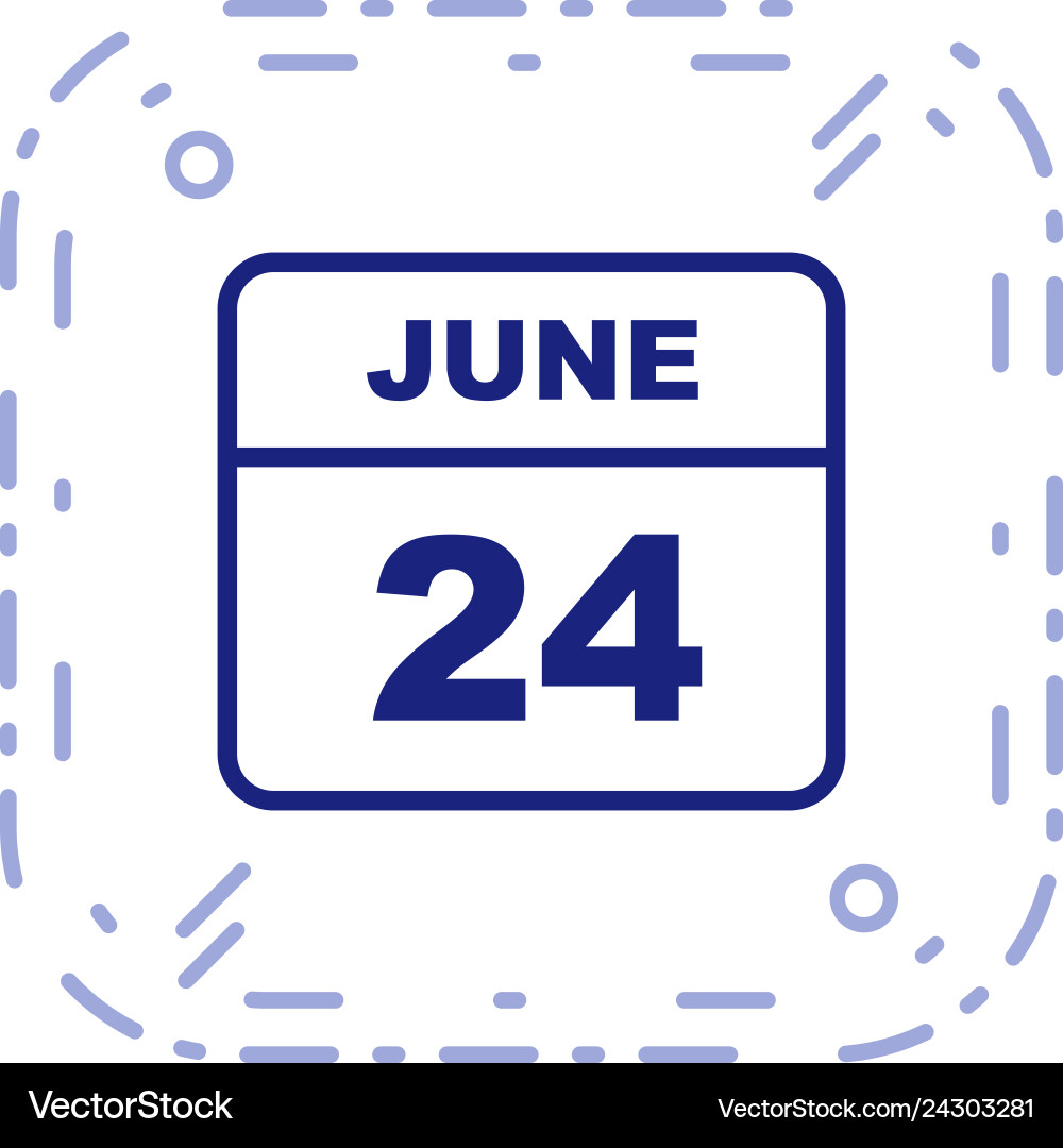 June 24th date on a single day calendar Royalty Free Vector