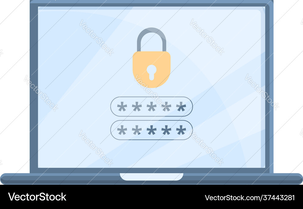 Laptop password protection icon cartoon style Vector Image