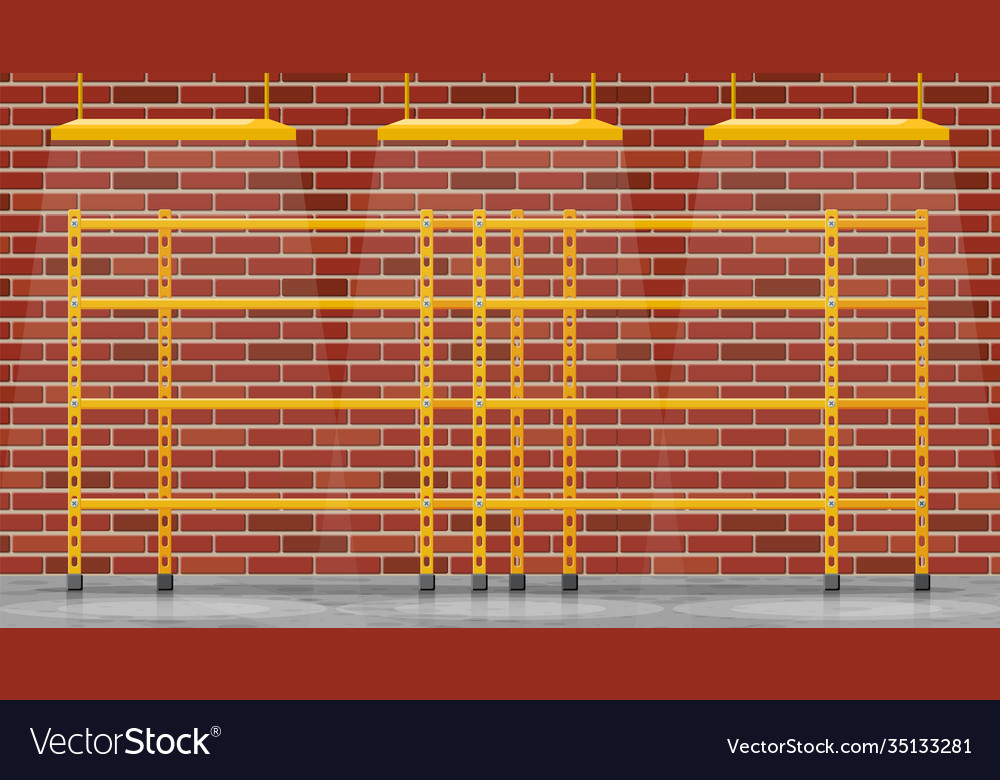 Metal yellow rack empty metallic storage shelves Vector Image
