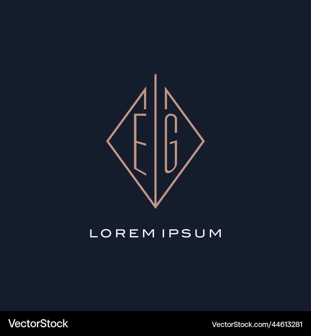 Monogram eg logo with diamond rhombus style Vector Image