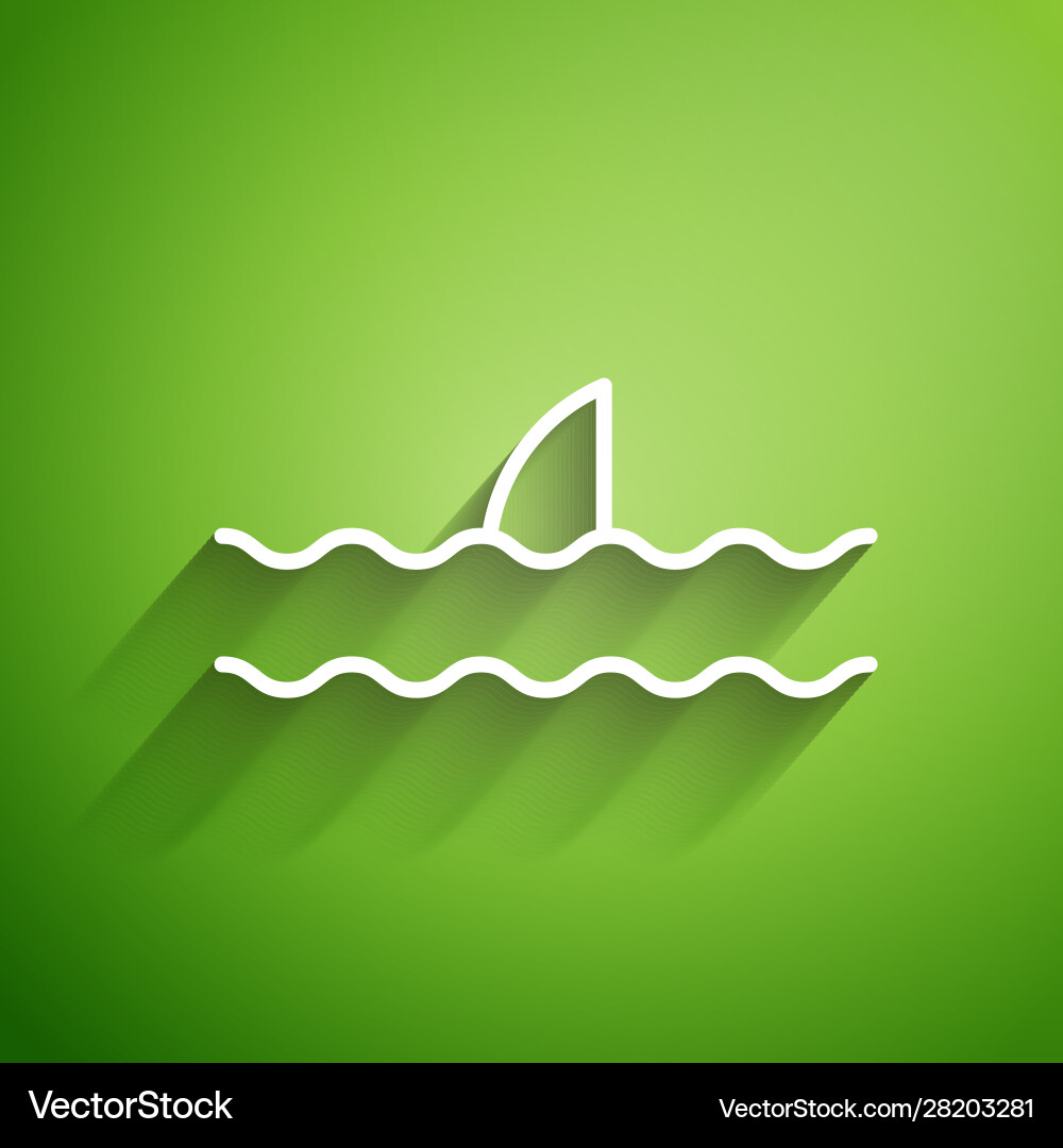 White line shark fin in ocean wave icon isolated Vector Image