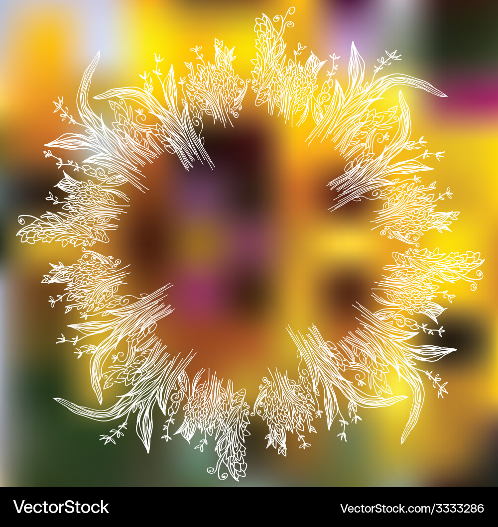 Abstract background with floral wreath Royalty Free Vector