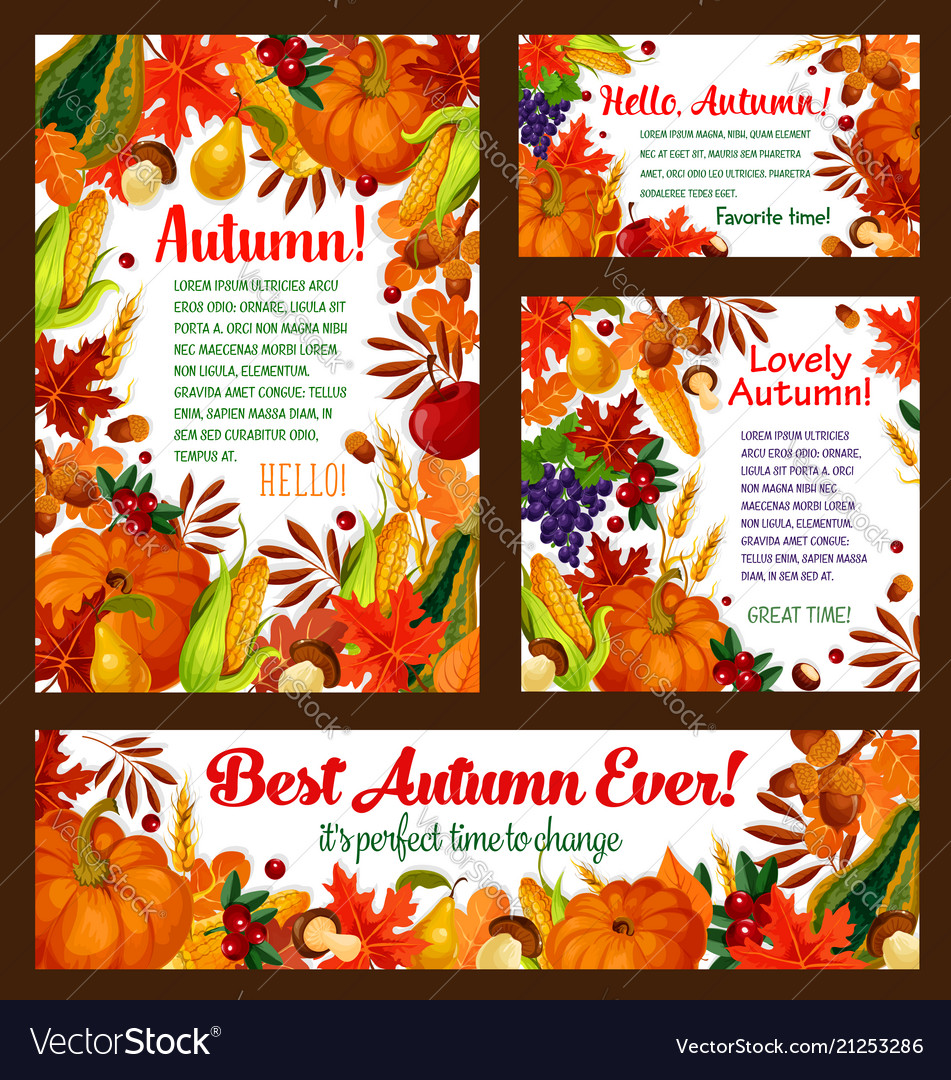 Autumn foliage pumpkin maple leaf poster Vector Image