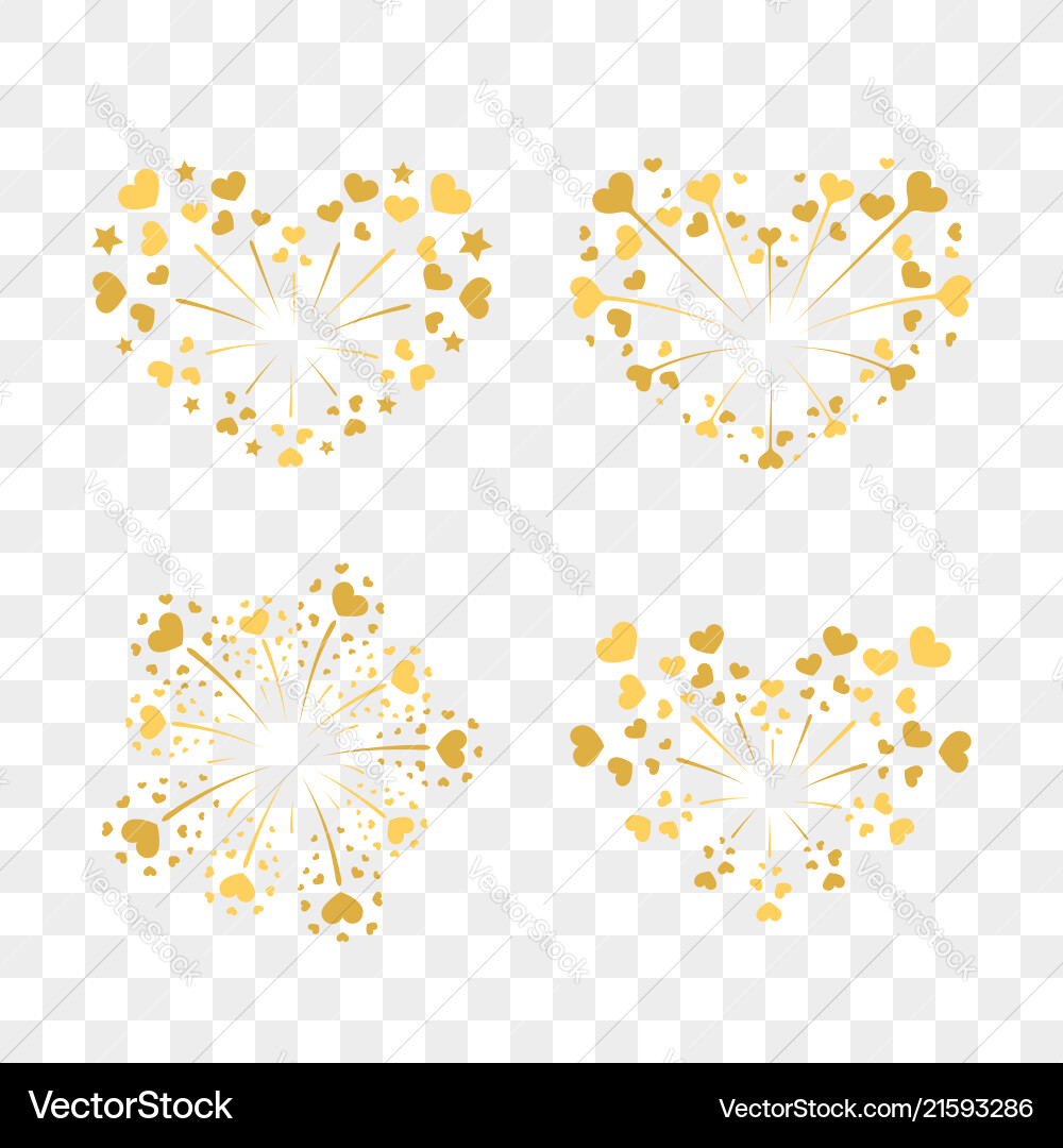 Beautiful heart-fireworks set romantic salute Vector Image