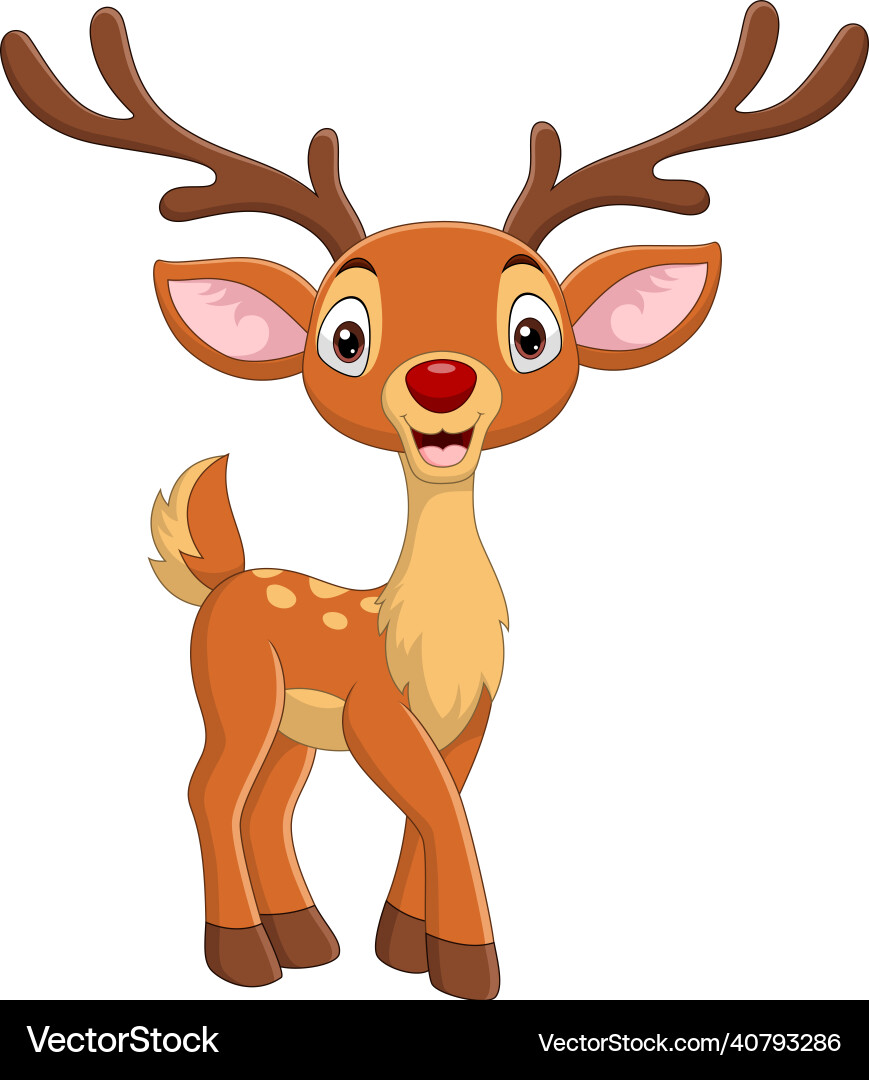 Cartoon cute little deer on white background Vector Image