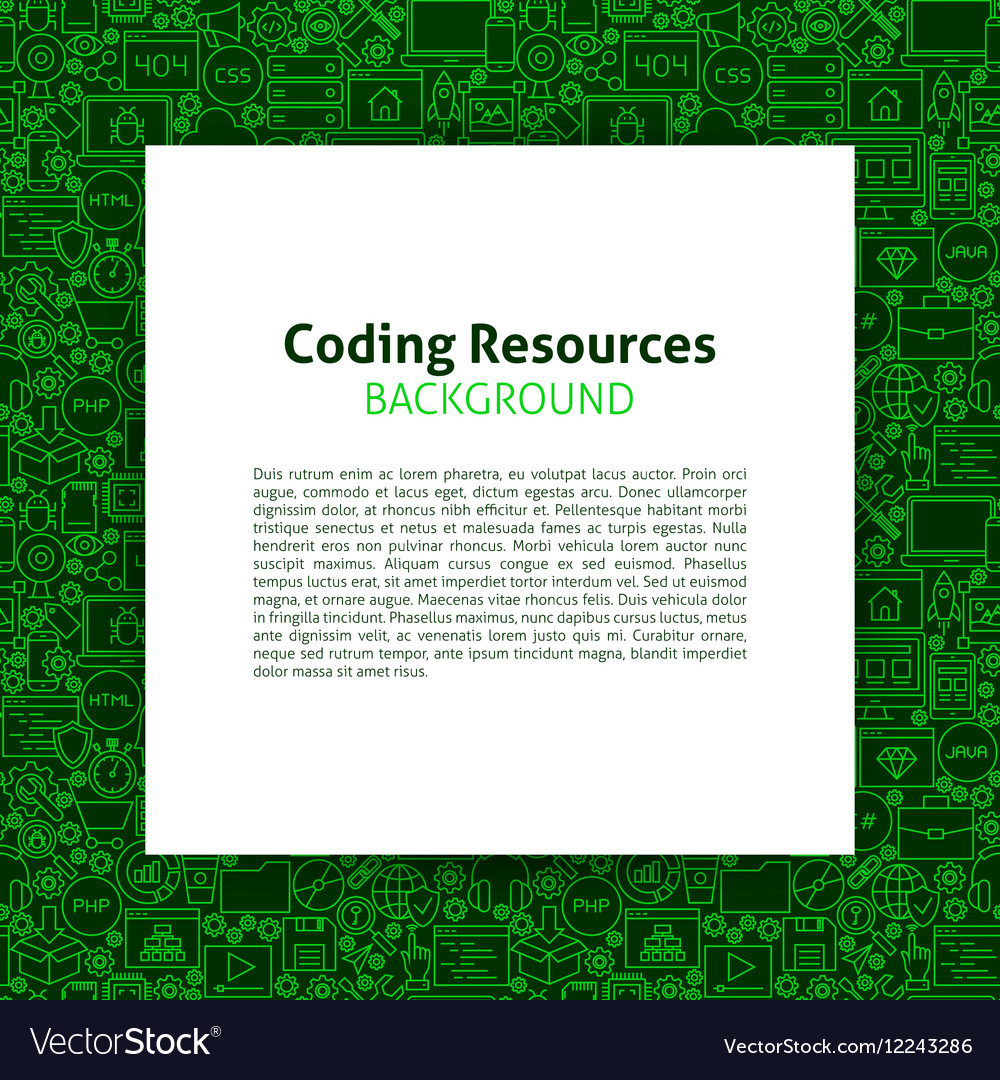 Coding resources paper template Royalty Free Vector Image