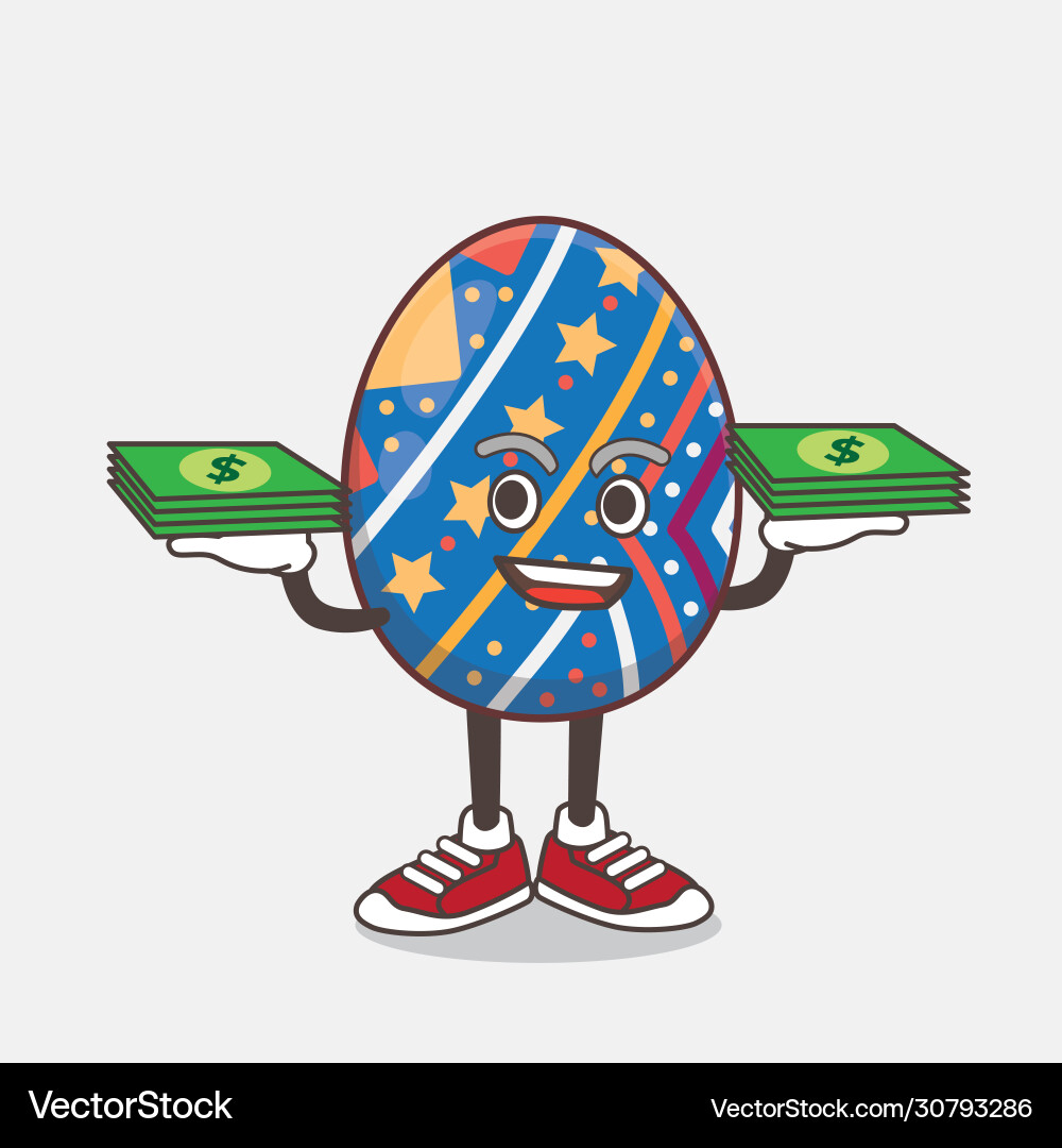 Easter egg cartoon mascot character with money Vector Image