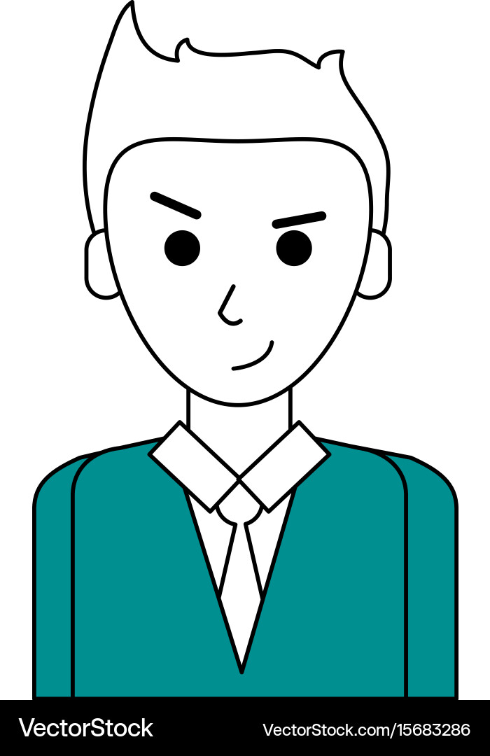 Flat line man with hairstyle and suit over white Vector Image