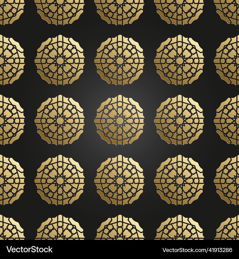 Gold seamless islamic pattern with radial ornament