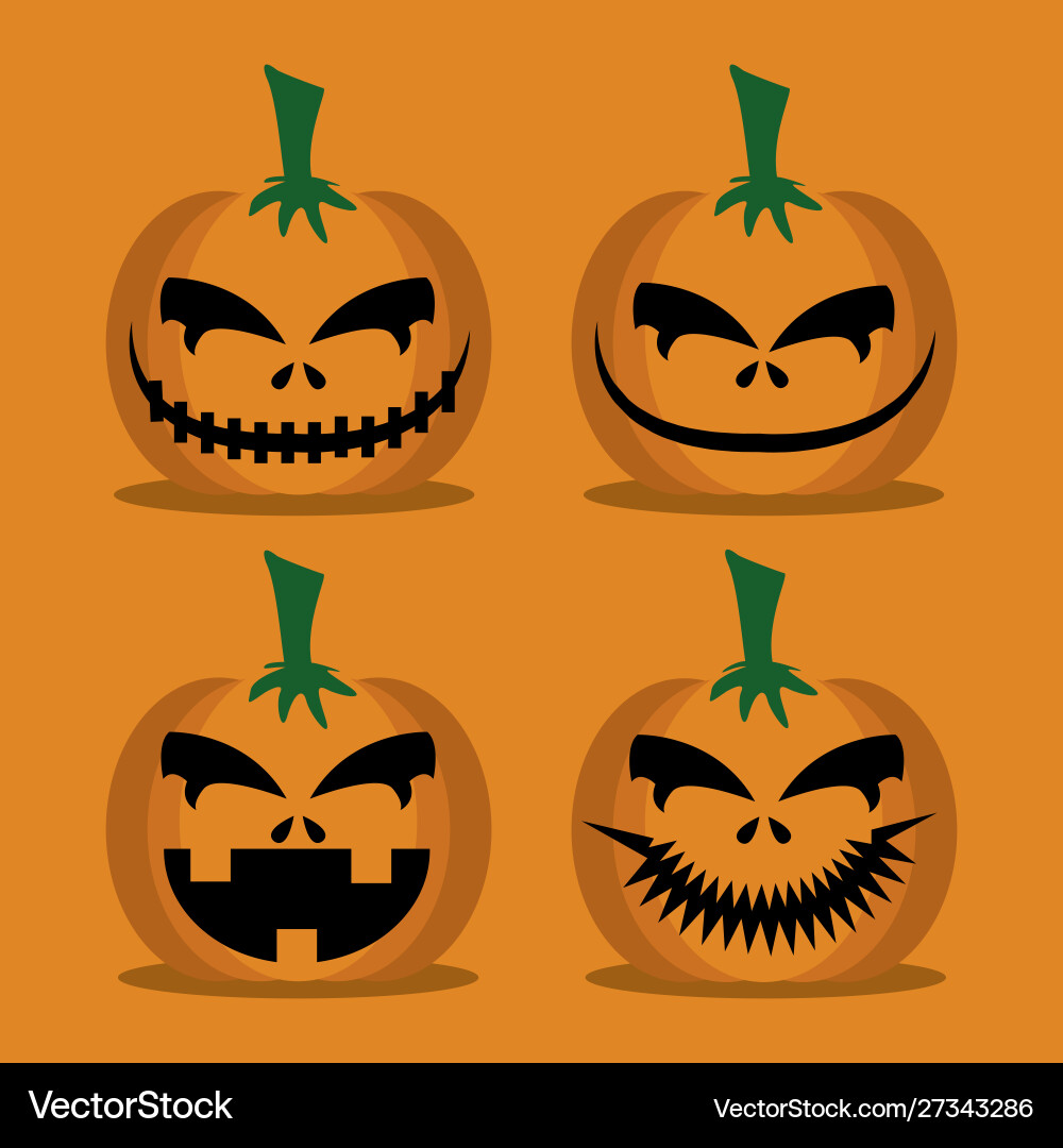 Halloween pumpkins with face Royalty Free Vector Image