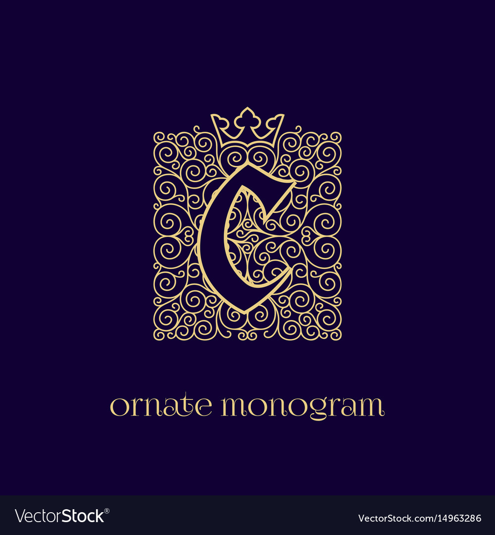 Monogram with crown c Royalty Free Vector Image