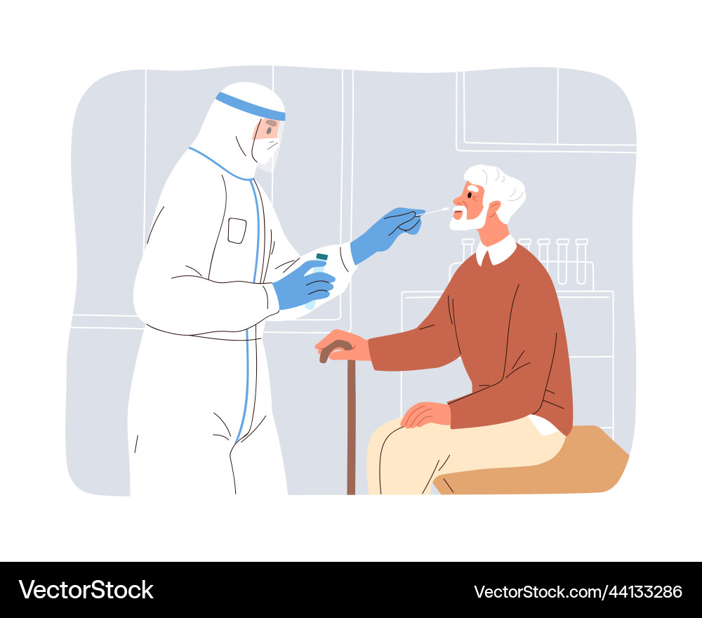 Senior patient during covid-19 coronavirus rapid Vector Image