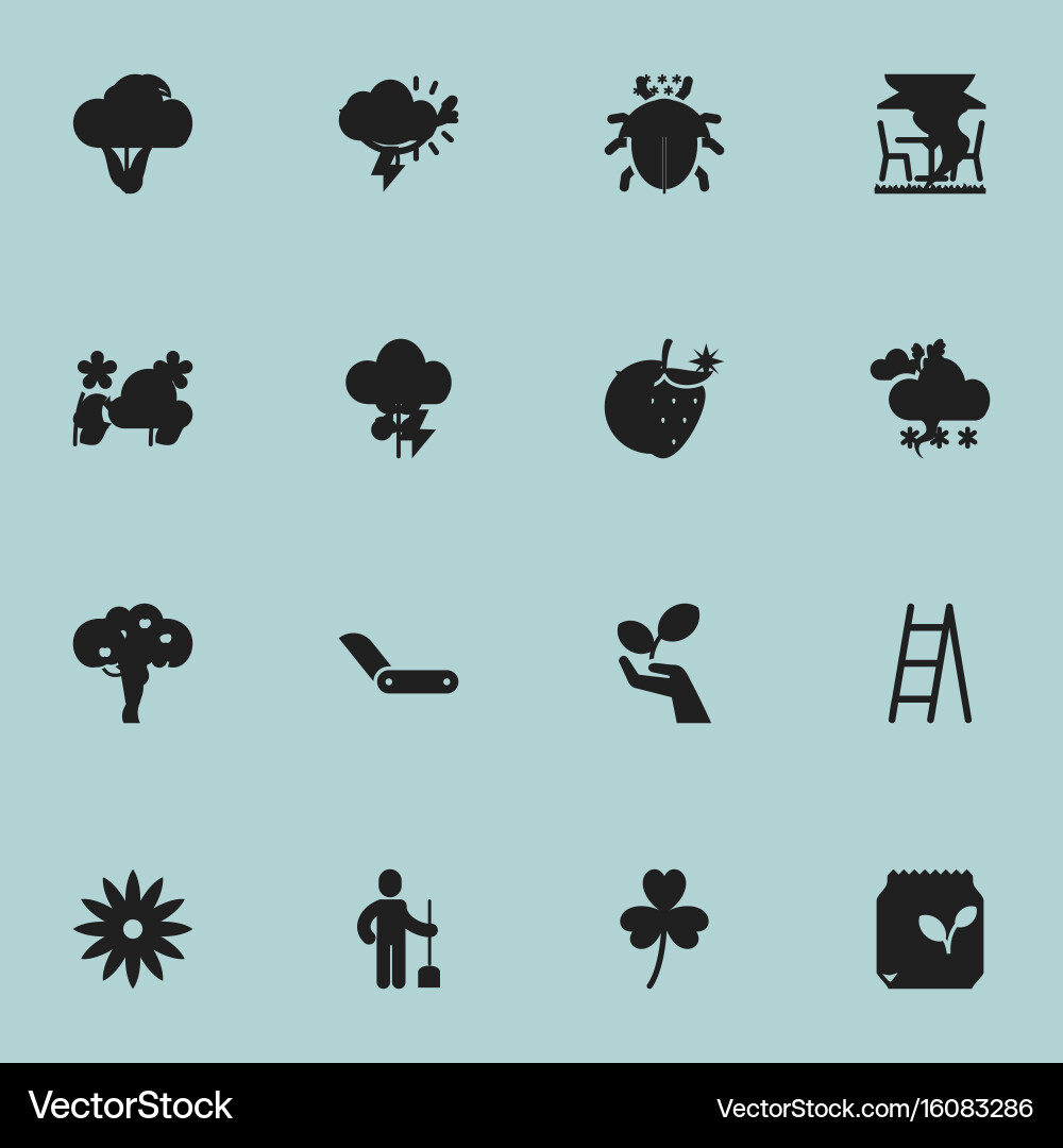 Set of 16 editable planting icons includes Vector Image