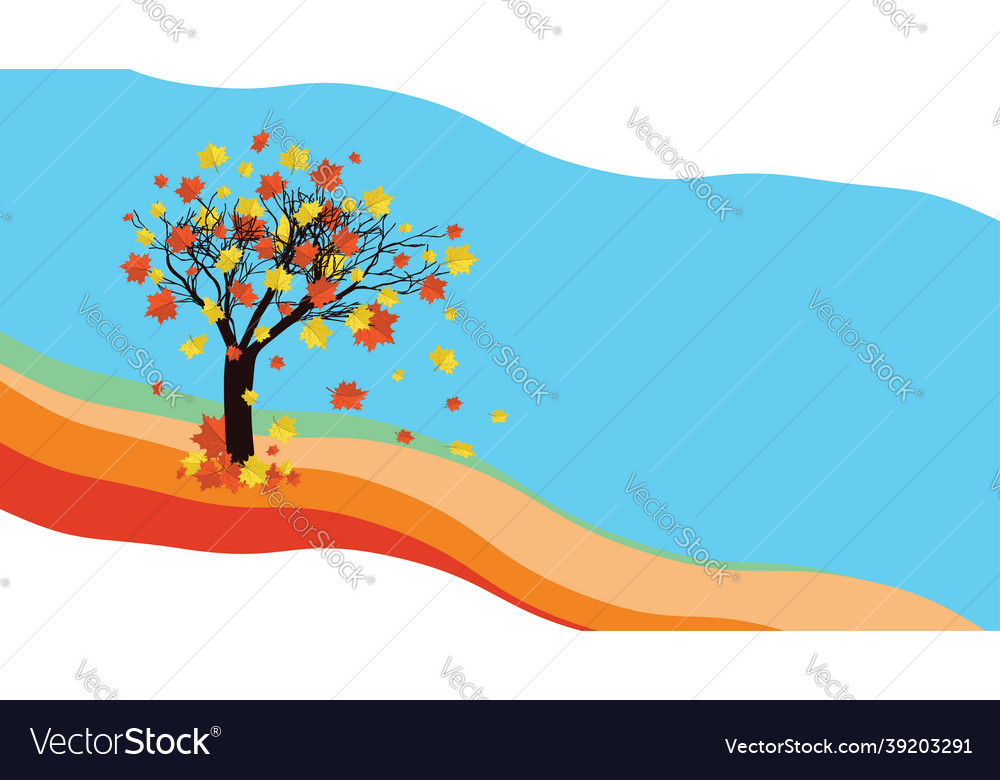 Autumn maple tree and blue sky Royalty Free Vector Image