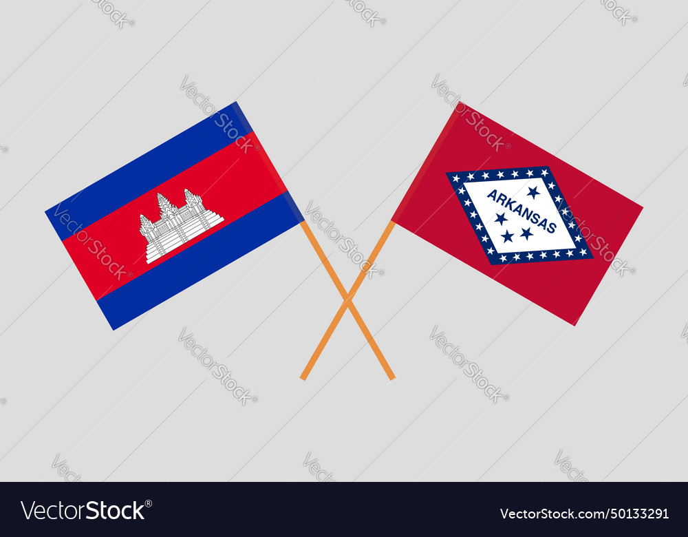 Crossed flags of cambodia and the state Royalty Free Vector