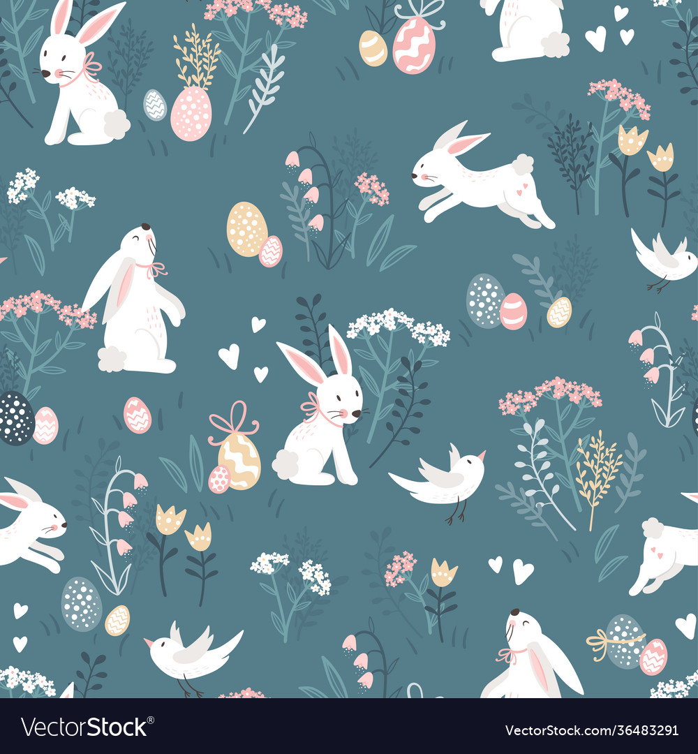 Cute hand drawn easter seamless pattern Royalty Free Vector