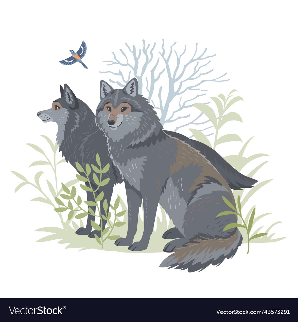 Cute wolf Royalty Free Vector Image - VectorStock